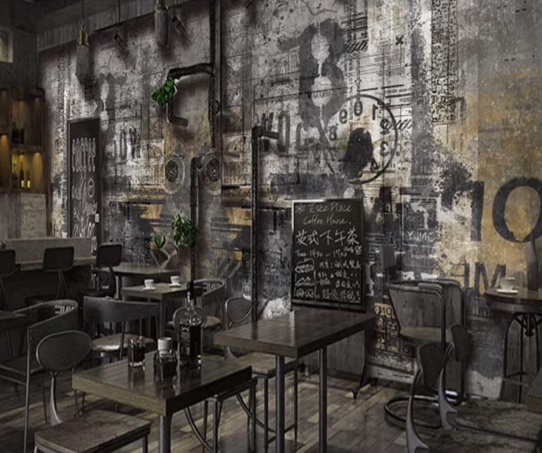 Retro Graffiti Bar Restaurant Wallpaper Mural, Artistic Graffiti ...