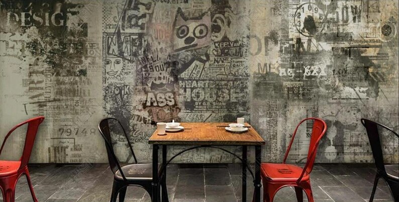 Retro Nostalgic Cement Graffiti Industrial Style Bar - Etsy