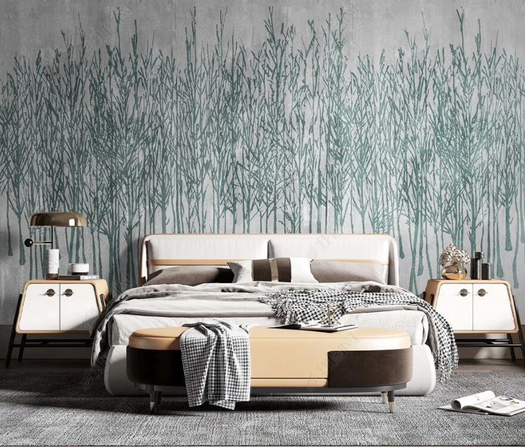Gray Background Abstract Trees Wallpaper Mural Abstract Trees - Etsy