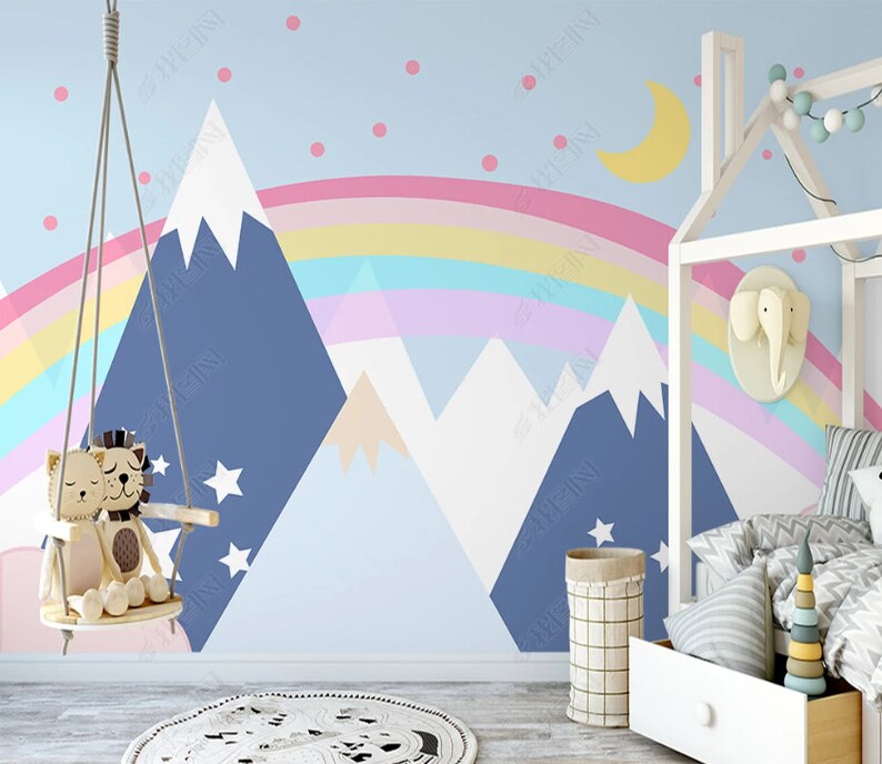 Geometric Mountain Children's Room Wall Mural Simplicity - Etsy