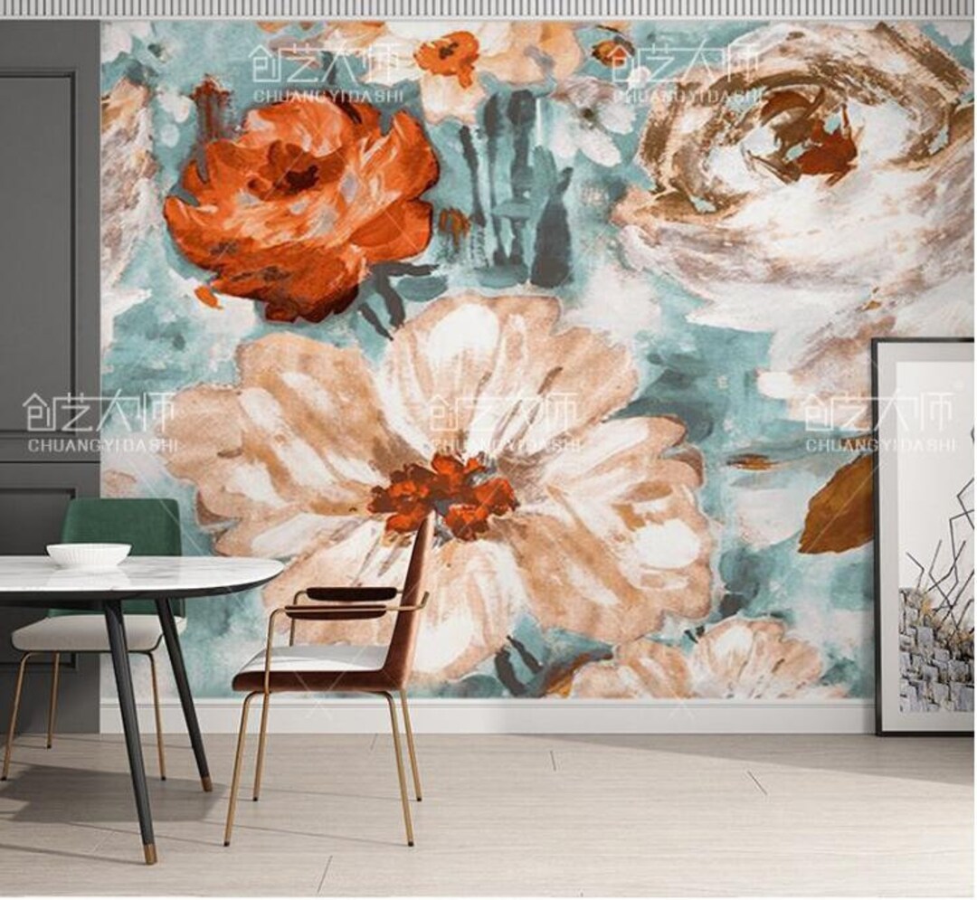 Oil Painting Giant Roses Flowers Wallpaper Wall Mural, Roses Flowers ...