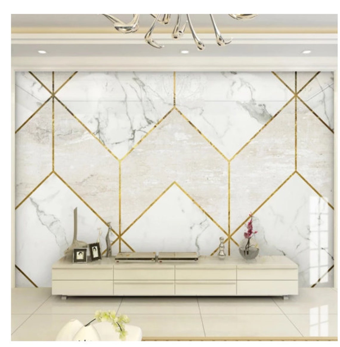 Simple Geometry Gold Lines Wallpaper Wall Murals - Etsy