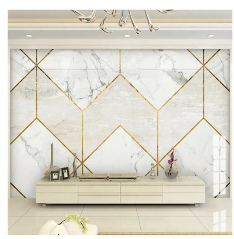 Simple Geometry Gold Lines Wallpaper Wall Murals - Etsy
