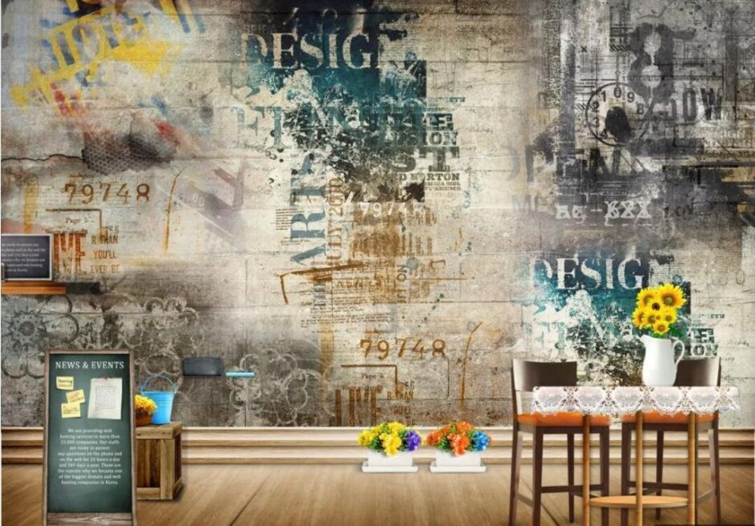 Retro Nostalgia Graffiti Background Wallpaper Wall Mural Wall Decor - Etsy