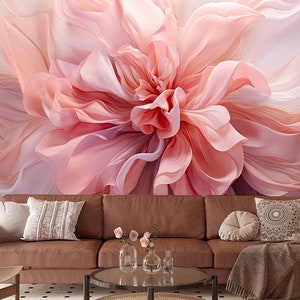 Pink Flower Floral Art Work Wallpaper Wall Mural Wall Decor - Etsy