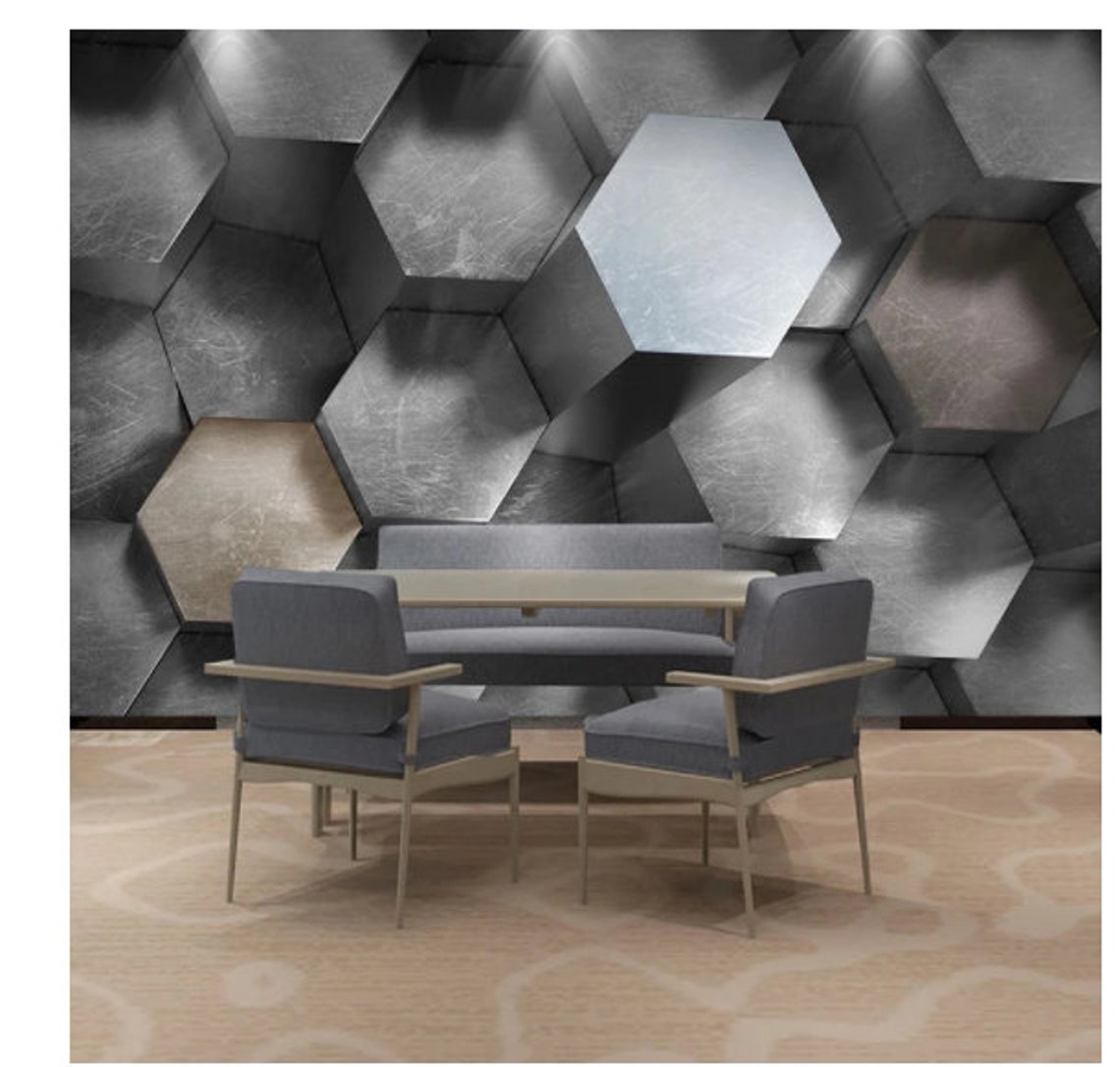 3D Stereoscopic Gray Cement Wall Paper Mural Modern Abstract - Etsy