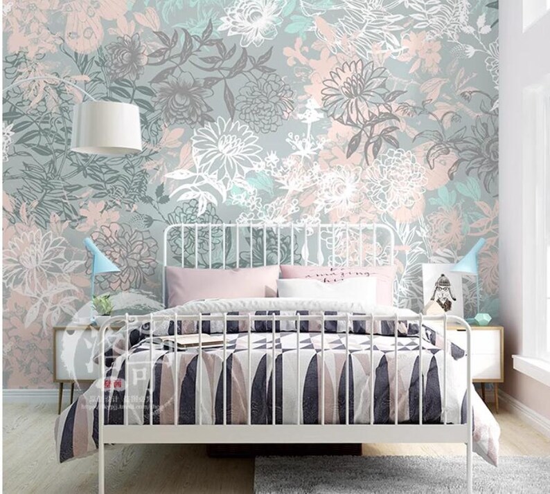 American Pastoral Floral Patterns Wallpaper, Abstract Flowers Rustic ...