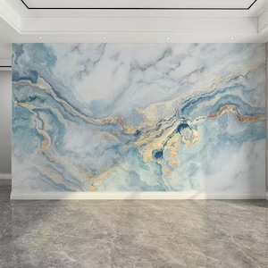 Simple Blue Marble Wallpaper Marble Wall Mural Home Decor - Etsy
