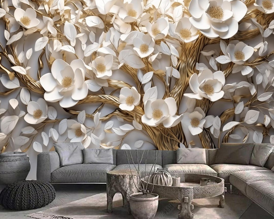 3D Wallpaper Floral Tree Background Flowers Tree Wall Mural Wall Decor ...