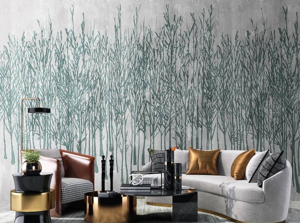 Gray Background Abstract Trees Wallpaper Mural Abstract Trees - Etsy