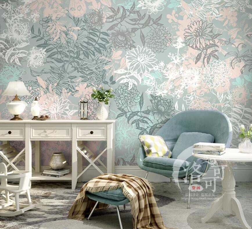 American Pastoral Floral Patterns Wallpaper, Abstract Flowers Rustic ...