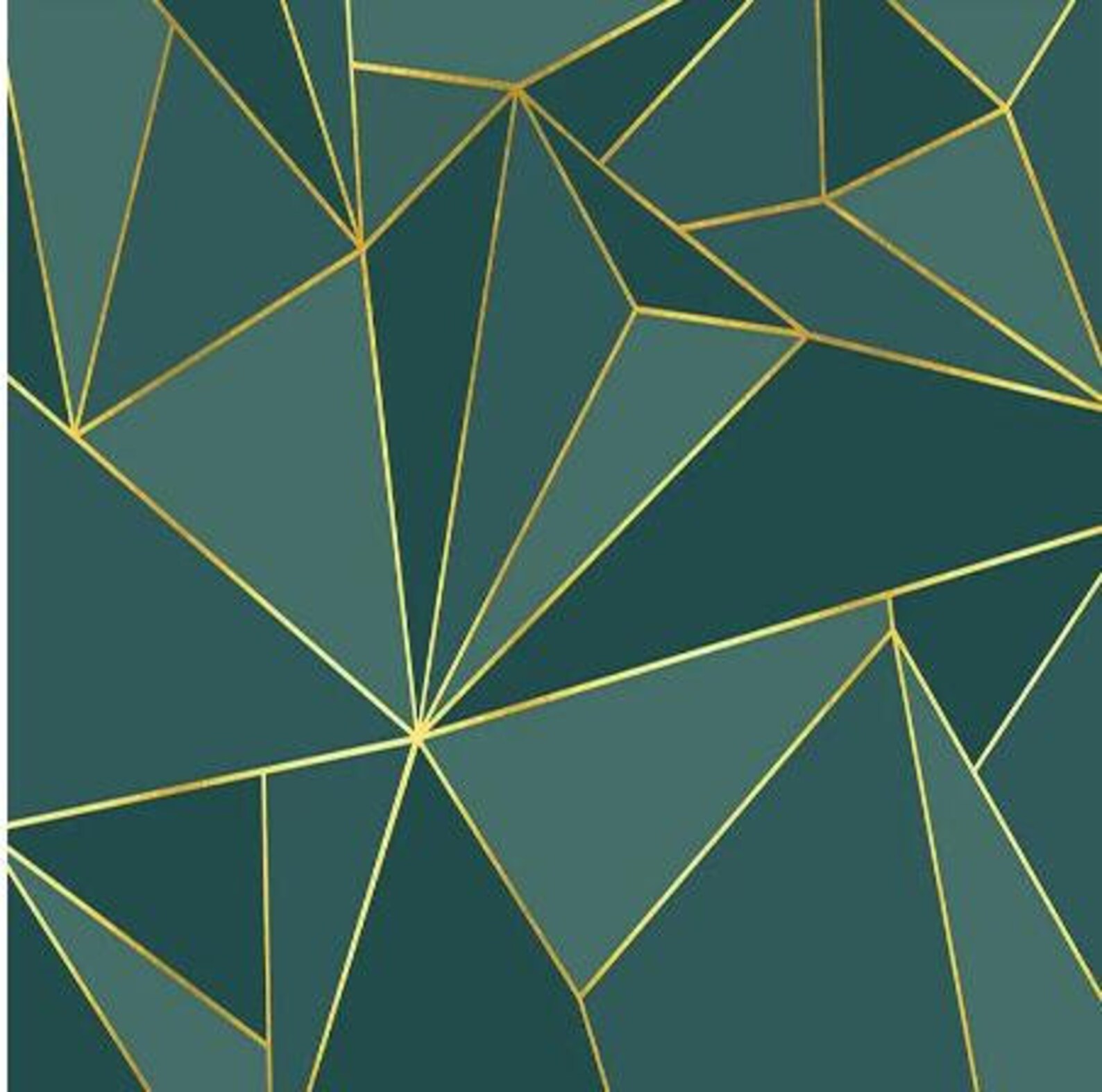 Modern Simple Green Geometric Golden Line Wallpaper Living - Etsy