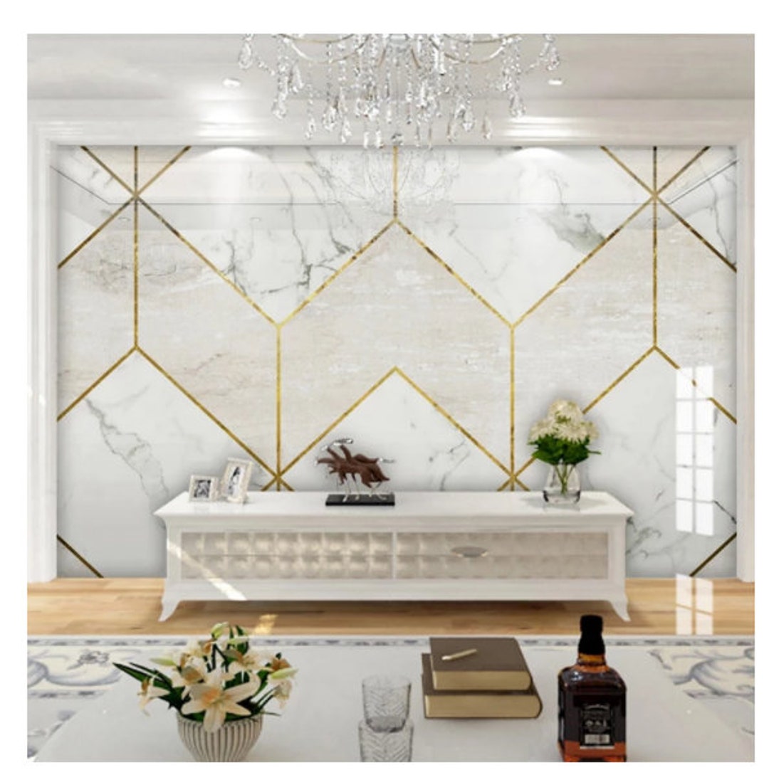 Simple Geometry Gold Lines Wallpaper Wall Murals - Etsy