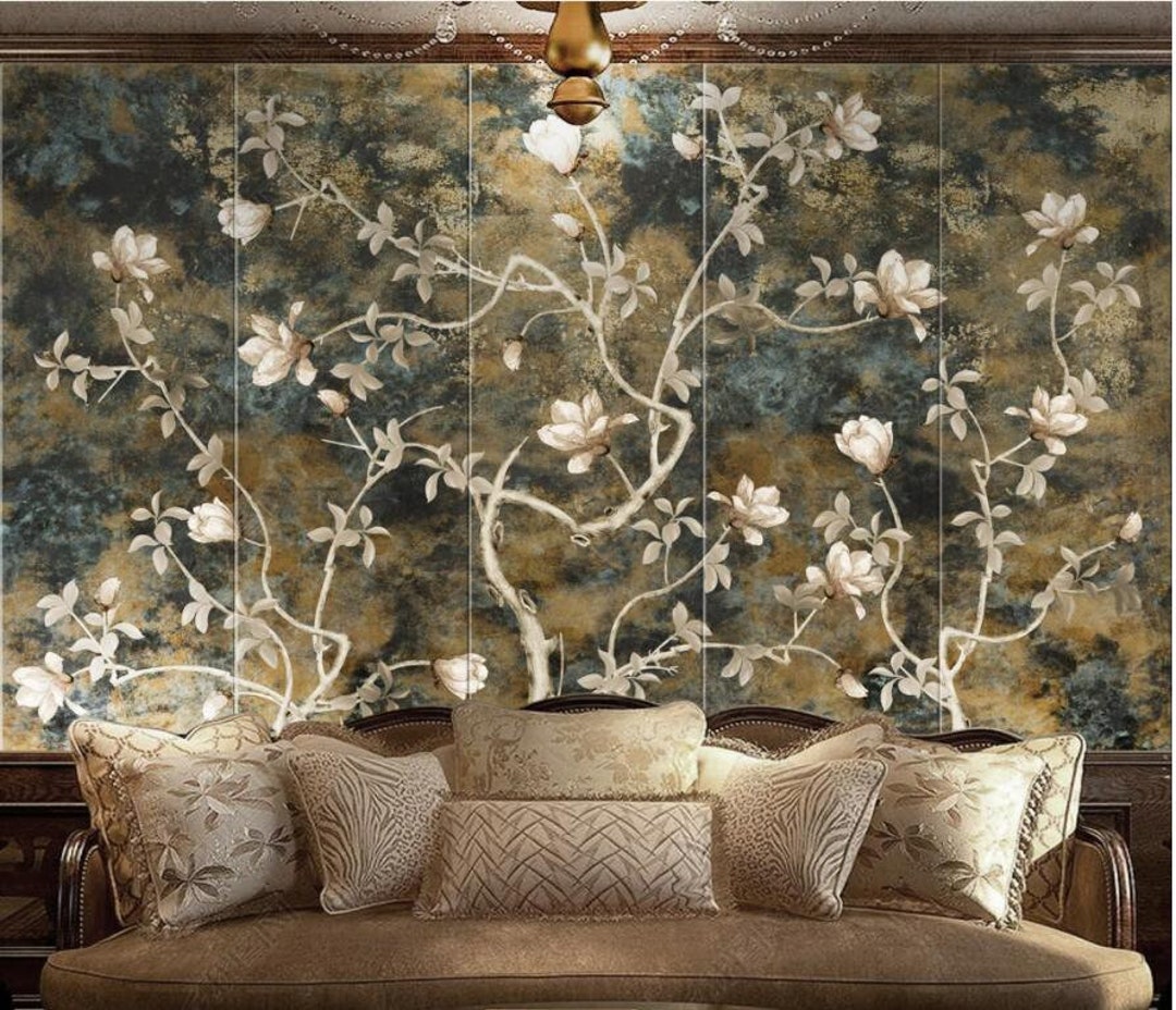 Abstract Magnolia Tree Flowers Wallpaper Wall Mural Home Decor - Etsy