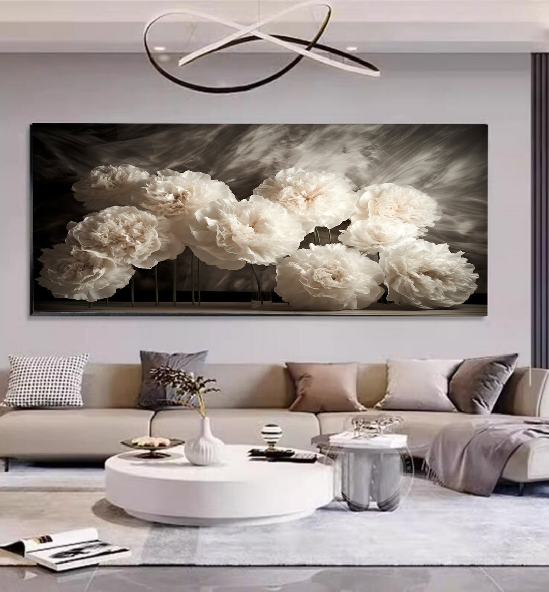 Carnation Wall Art, Abstract Printable Digital Download, White Flowers ...