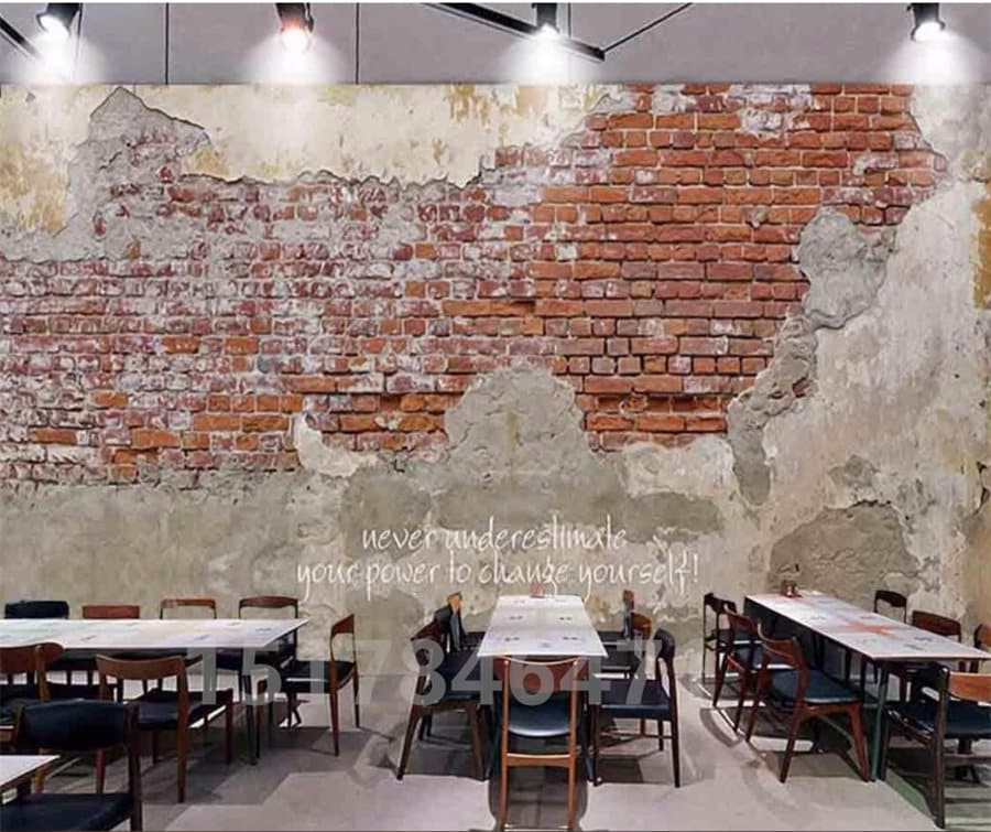 Cement Vintage Brick Wall Cafe Restaurant Background Wallpaper - Etsy