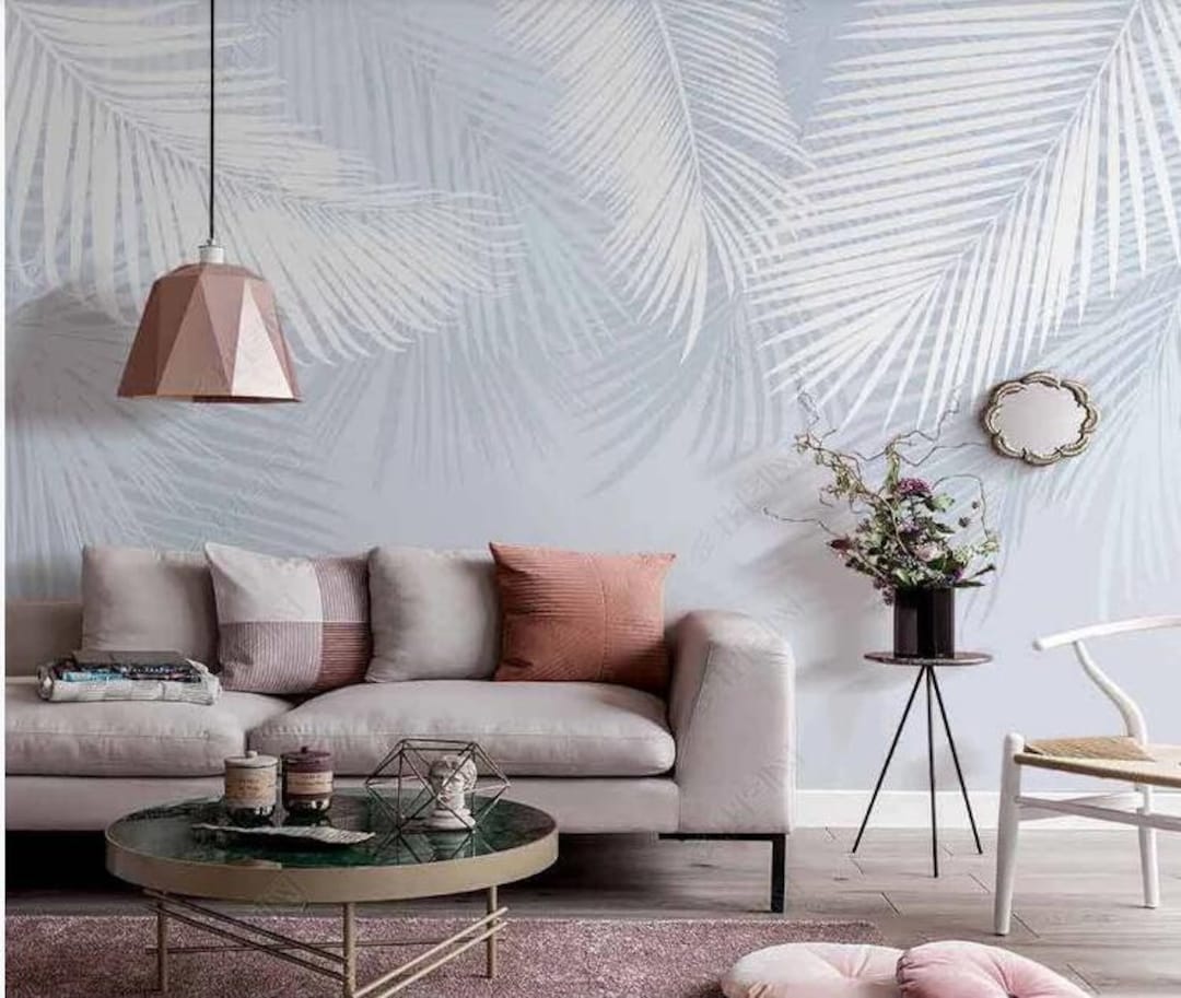 Hanging Palm Leaves Wallpaper Wall Mural Simple Nordic Palm - Etsy