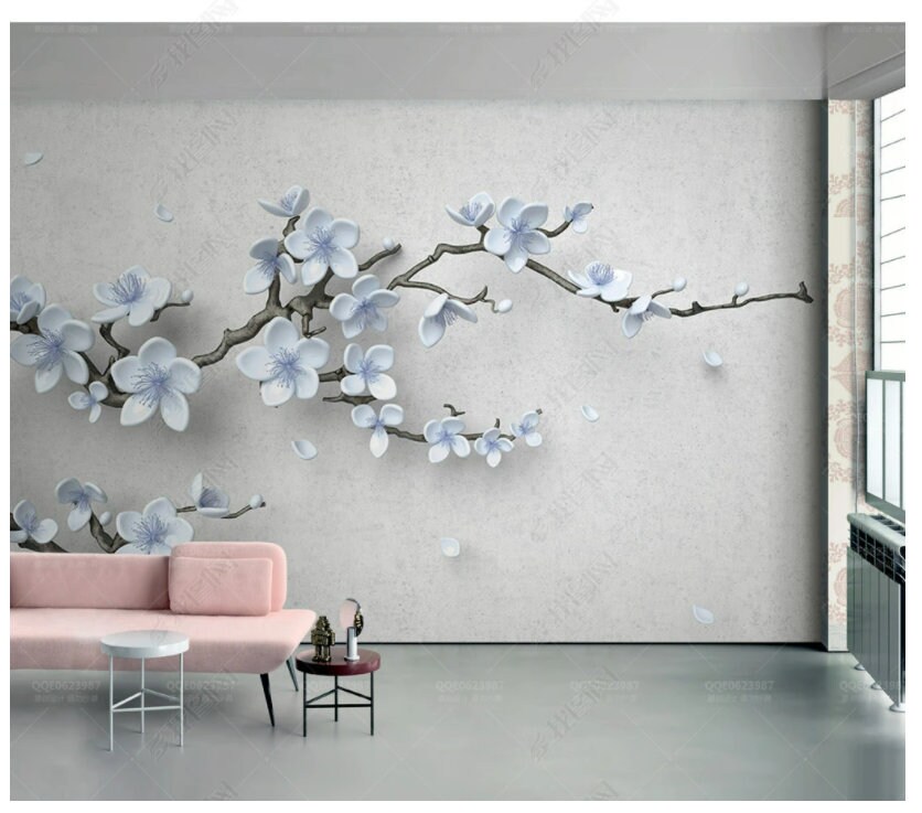 3D Hanging Plum Tree With Blue Blossom Wallpaper Wall Murals - Etsy