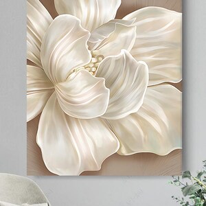 Minimalism off White Flower Wall Art, Modern Flower Digital Art, Flower ...