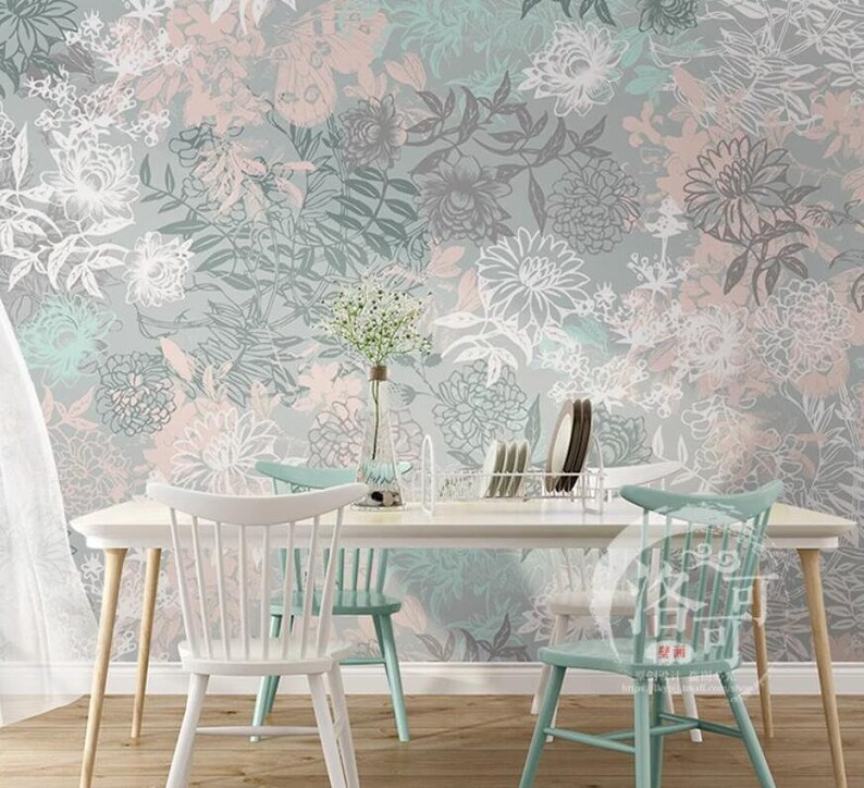 American Pastoral Floral Patterns Wallpaper, Abstract Flowers Rustic ...