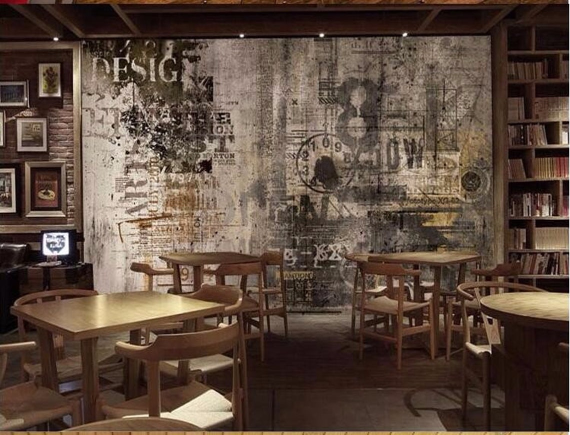 Stereo Bar Creative Artistic Graffiti Nostalgia Wallpaper Wall - Etsy