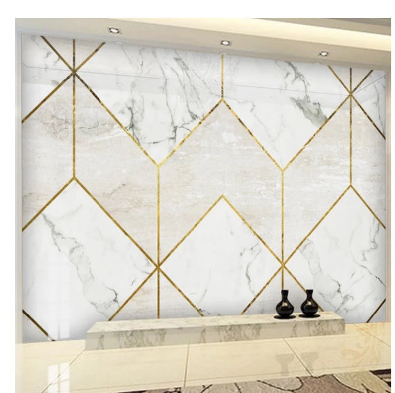 Simple Geometry Gold Lines Wallpaper Wall Murals - Etsy
