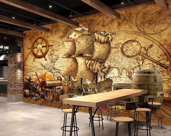 Nautical Map Wall Mural - Etsy