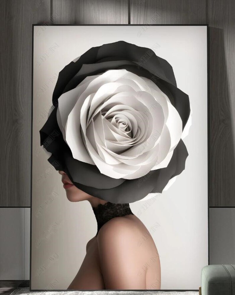 Fashionable Modern Figures Female Wall Art, Beautiful Woman Rose ...