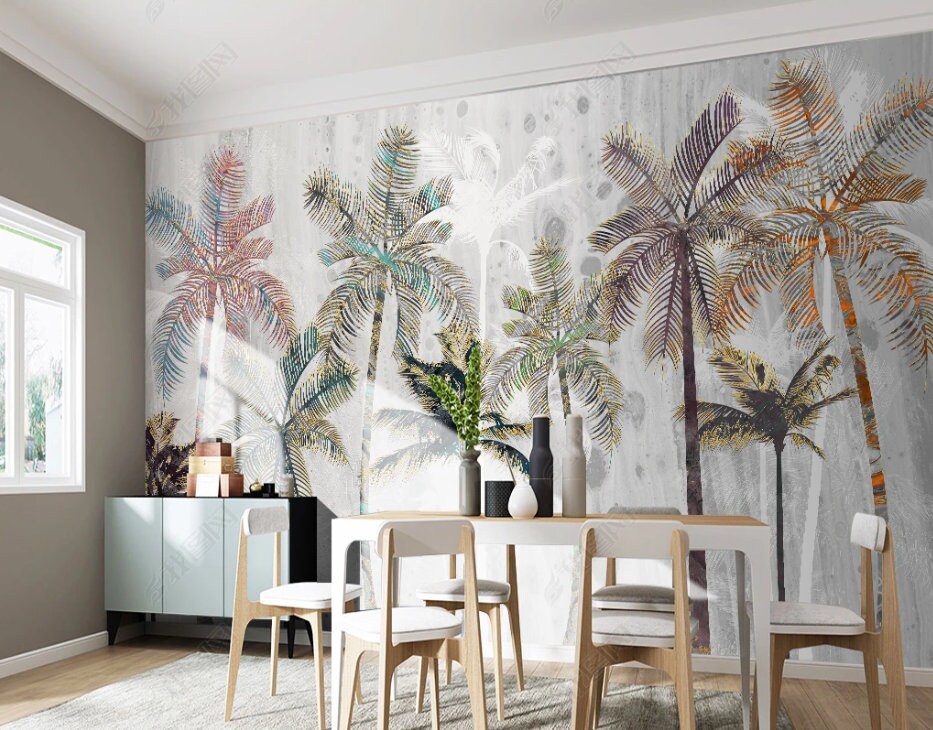 Nordic Tropical Plant Coconut Tree Landscape Wallpaper Wall Mural ...
