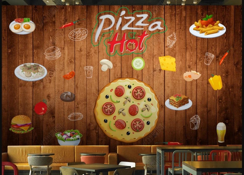Wood Background Pizza Shop Background Shop Decoration Pizza Fast Food ...