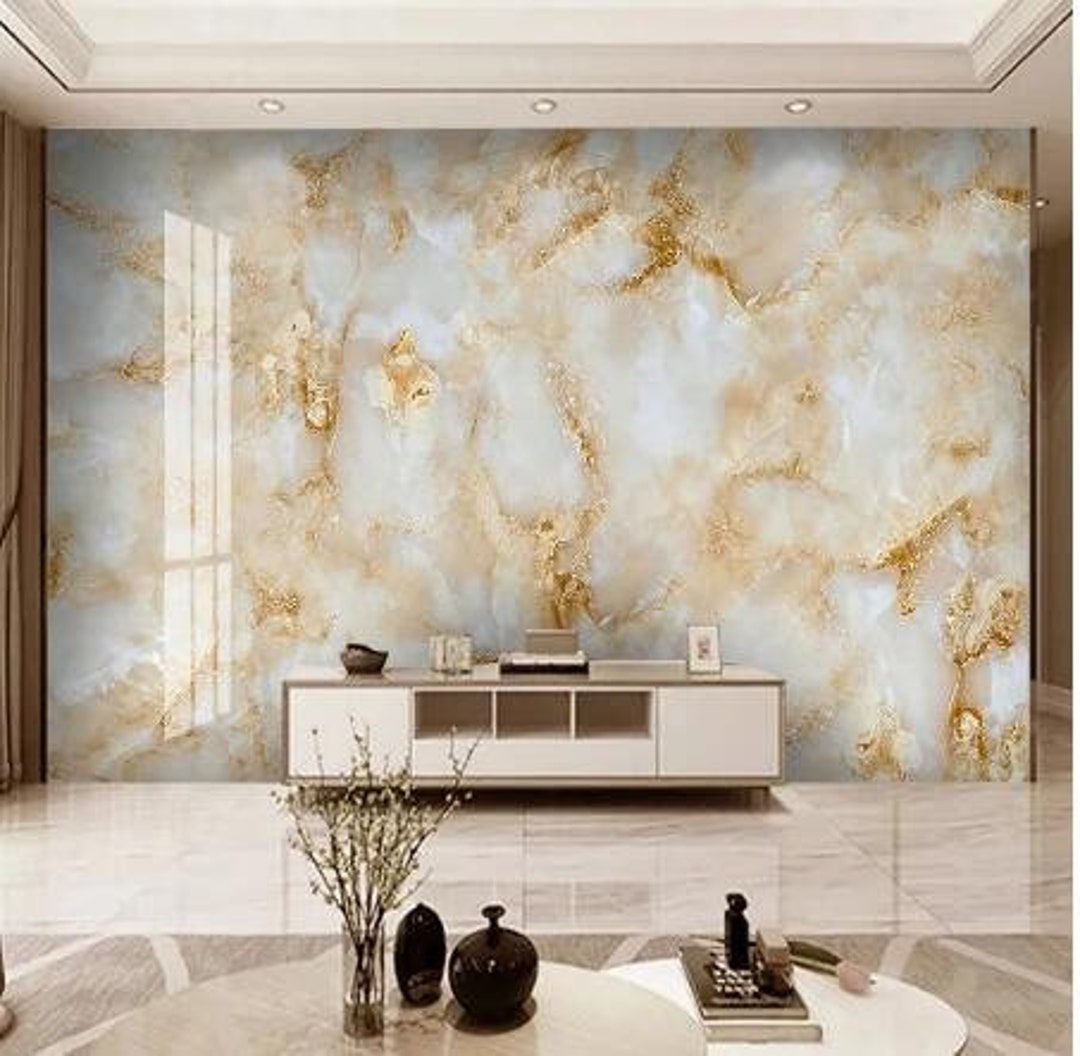 Light Luxury Golden Abstract Marble Wallpaper Wall Mural Marble Mural ...