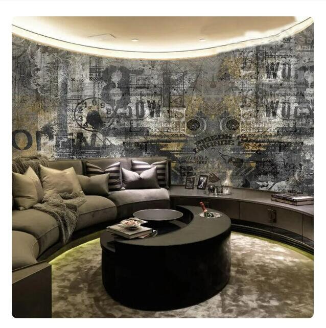 European Retro Style Old Wall Graffiti Living Room Dinning Room Bedroom ...