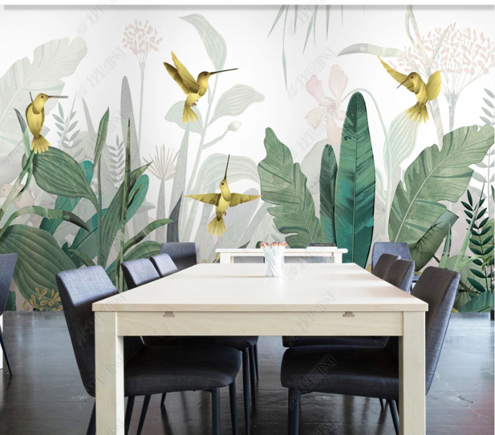 Modern Simple and Fresh Plant Forest Wallpaper Wall Mural, Beautiful ...