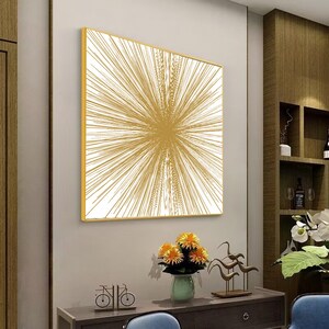 Original Golden Lines Wall Art, Large Wall Art Abstract Minimalist Art ...