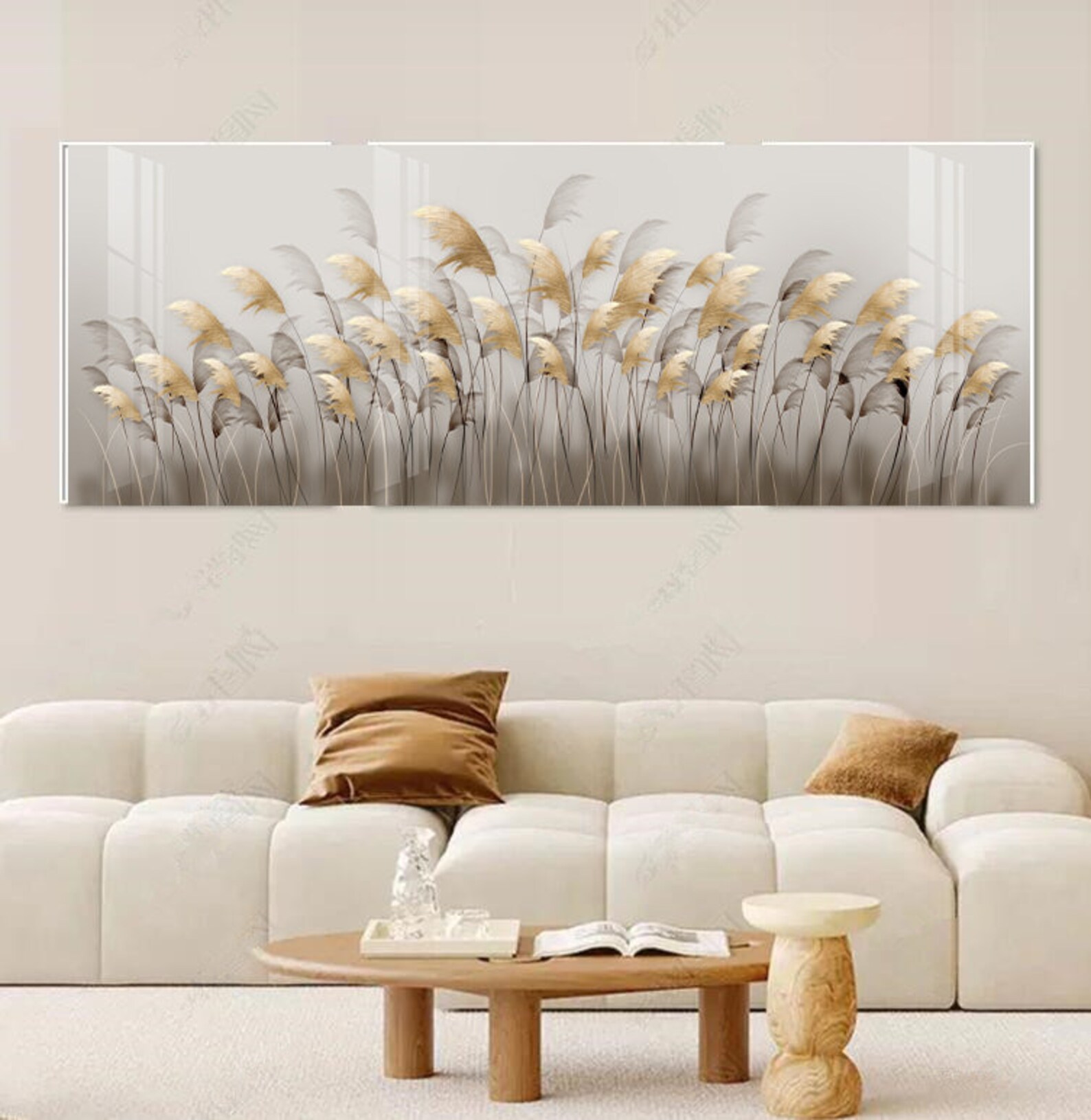 Reeds Plants Painting Wall Art, Abstract Reeds Digital Art Canvas Print ...