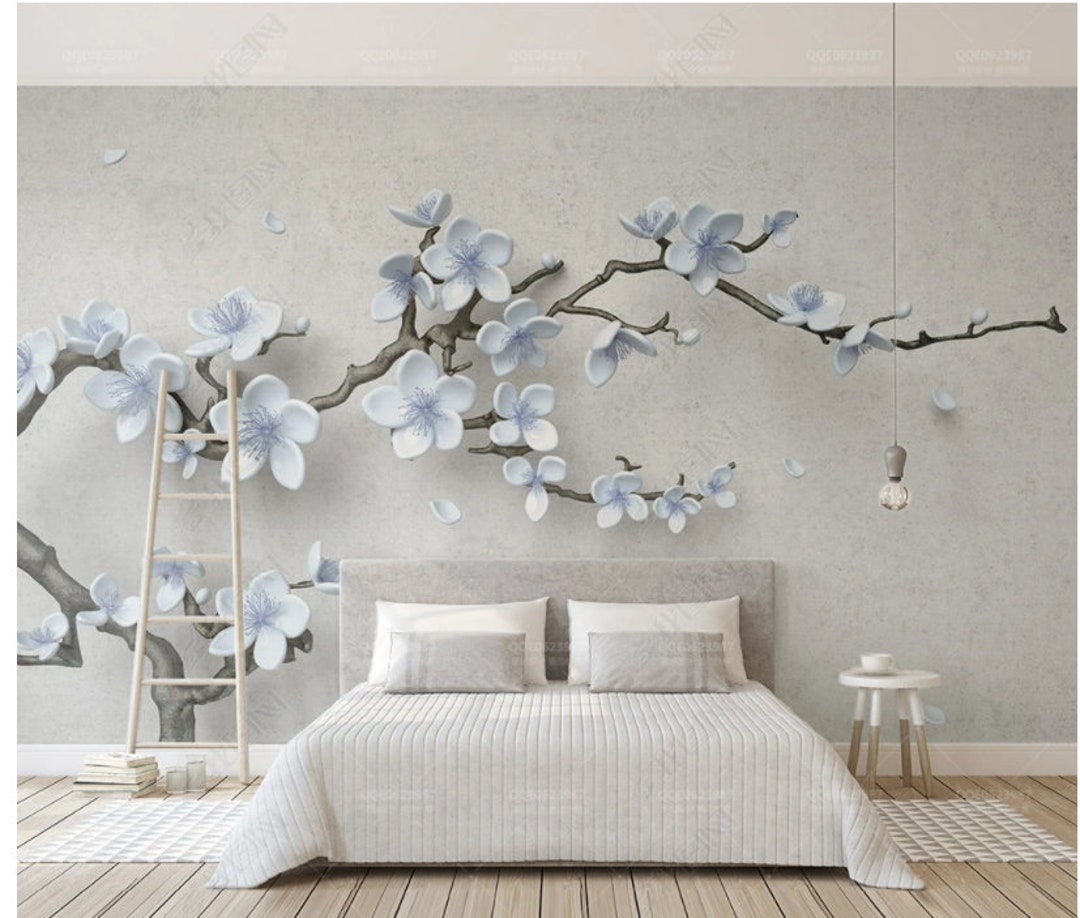 3D Hanging Plum Tree With Blue Blossom Wallpaper Wall Murals - Etsy
