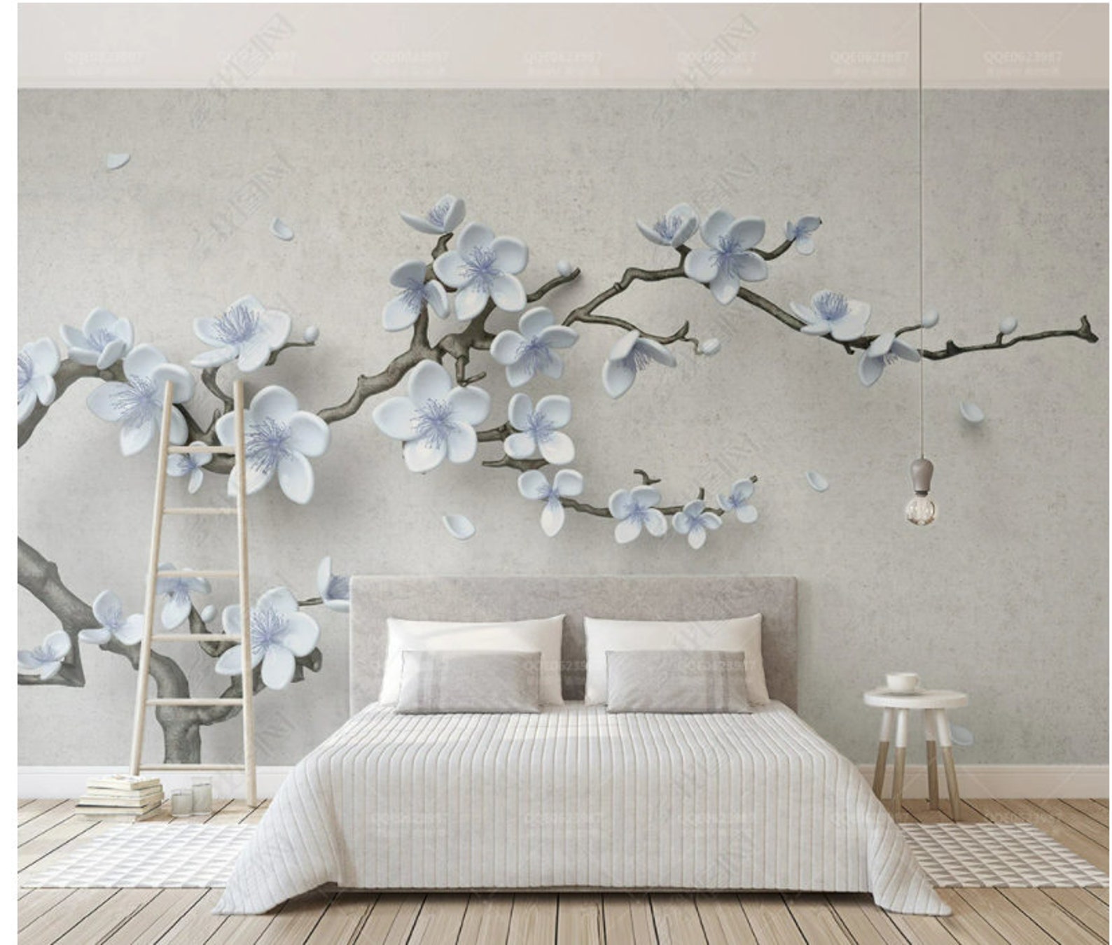 3D Hanging Plum Tree With Blue Blossom Wallpaper Wall Murals - Etsy