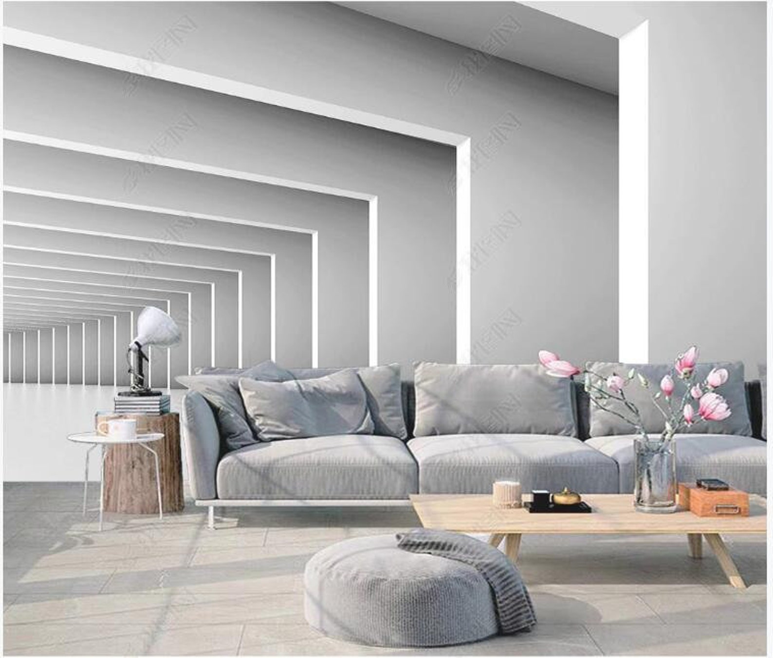 3D Extended Space Cement Wall Space Wallpaper Wall Mural, Cement Space ...