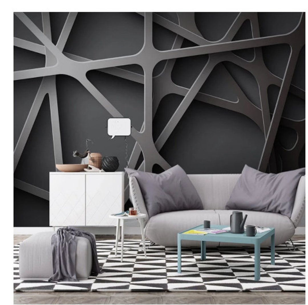 3D Creative Geometric Black Grey Art Wallpaper Wall Murals - Etsy