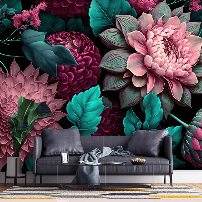Floral Wall Mural - Etsy