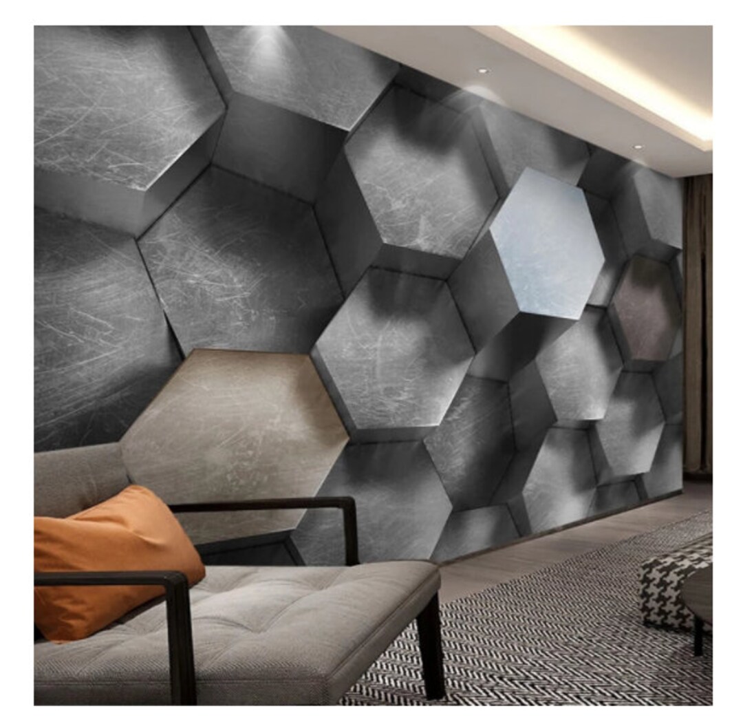 3D Stereoscopic Gray Cement Wall Paper Mural Modern Abstract - Etsy