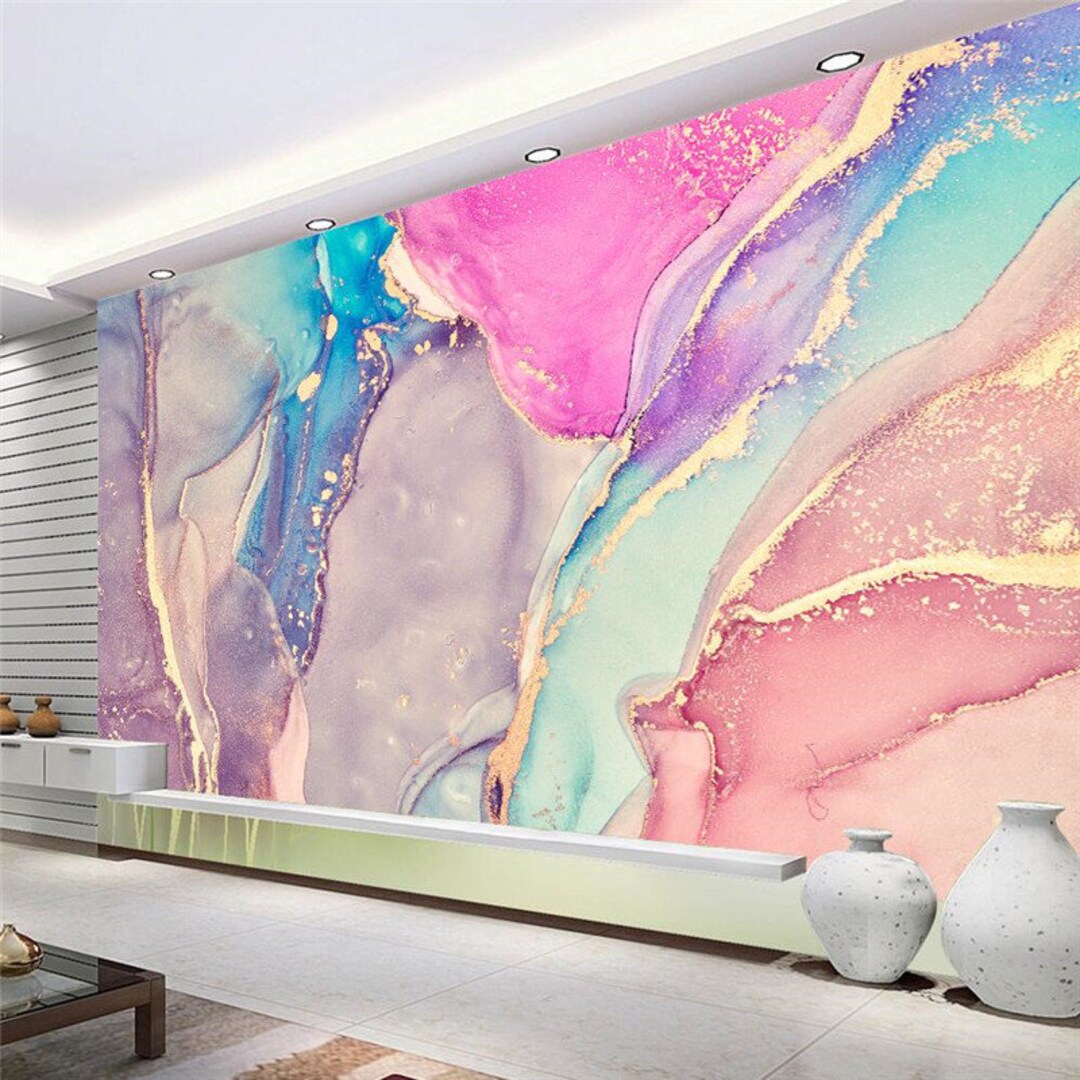 Colorful Marble Wallpaper Wall Mural, Colored Marble Wall Mural Wall ...