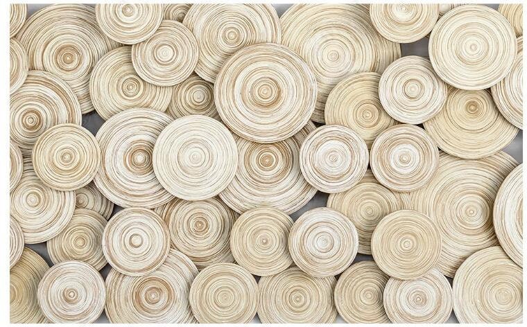 3D Natural Wood Growth Rings Wallpaper Wall Mural, 3D Wooden Grain Wall ...