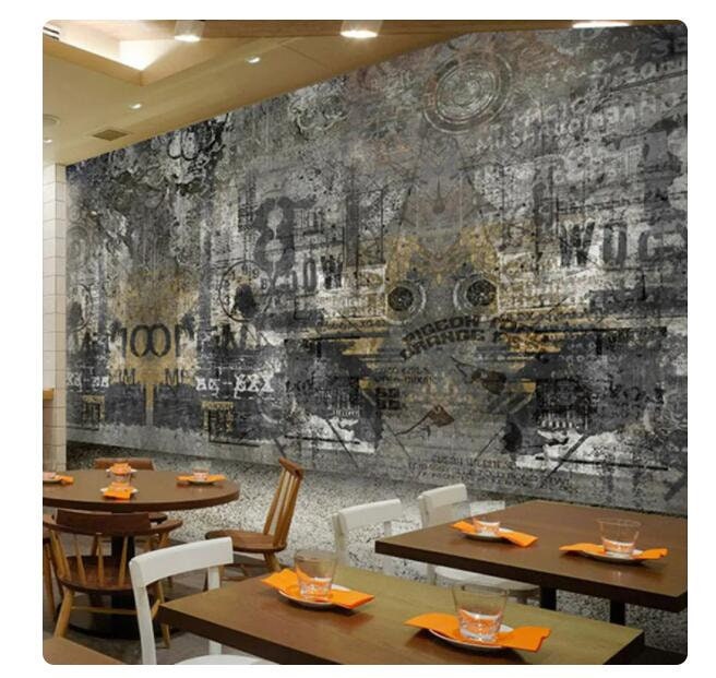 European Retro Style Old Wall Graffiti Living Room Dinning Room Bedroom ...