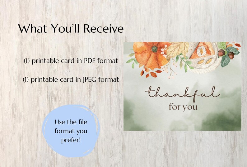 Printable Thankful for You Card, Thanksgiving Card Printable, Thankful ...