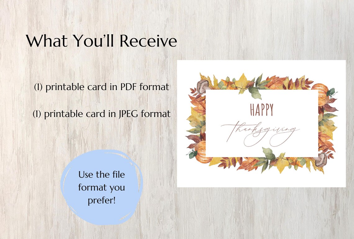 Printable Happy Thanksgiving Card, Instant Download PDF, Thanksgiving ...