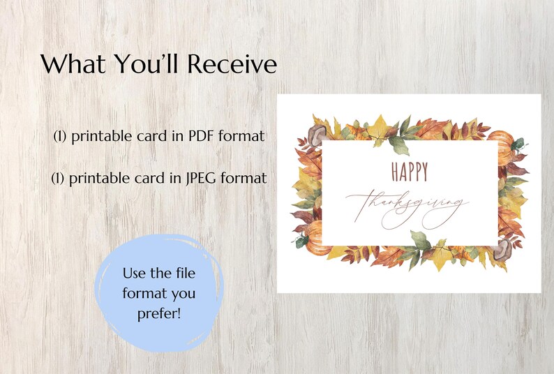 Printable Happy Thanksgiving Card, Instant Download PDF, Thanksgiving ...