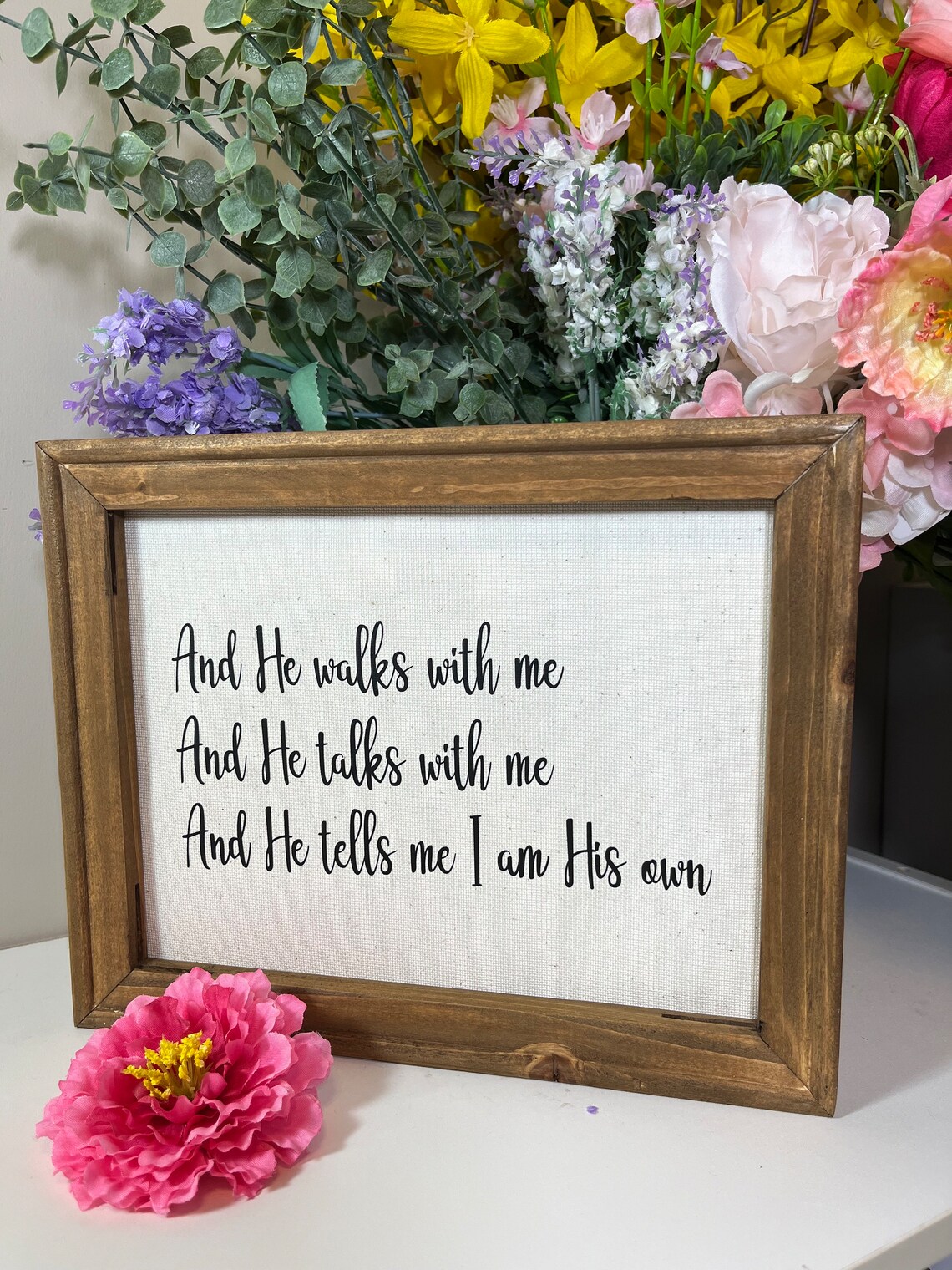He Walks With Me ... , Reverse Canvas Frame, Rustic, Country, Farmhouse ...