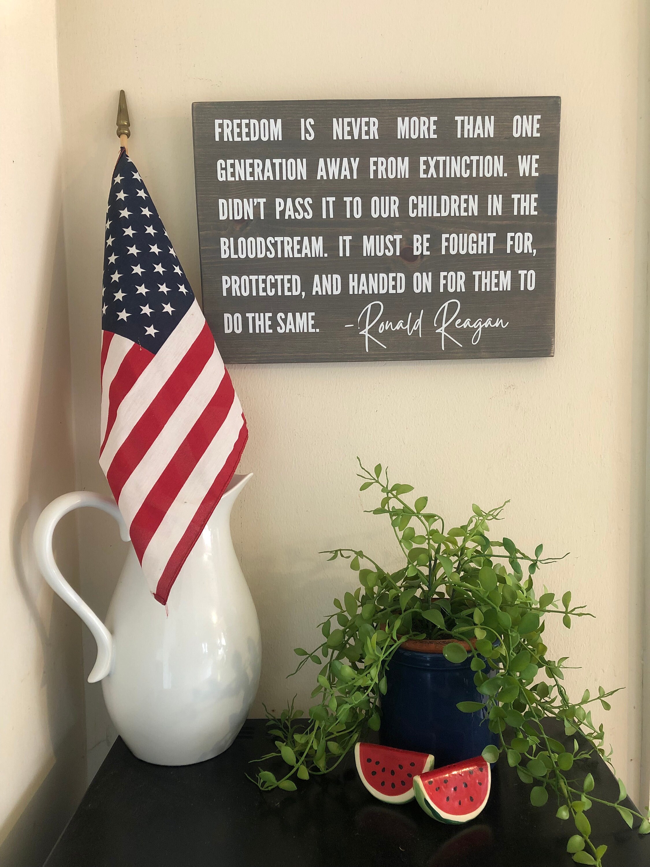 Freedom Ronald Reagan Quote Rustic Farmhouse/primitive/americana Wood ...