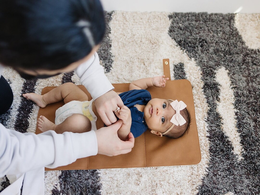 Vegan Leather Changing Mat, Portable Diaper Change, Travel Change Mat ...